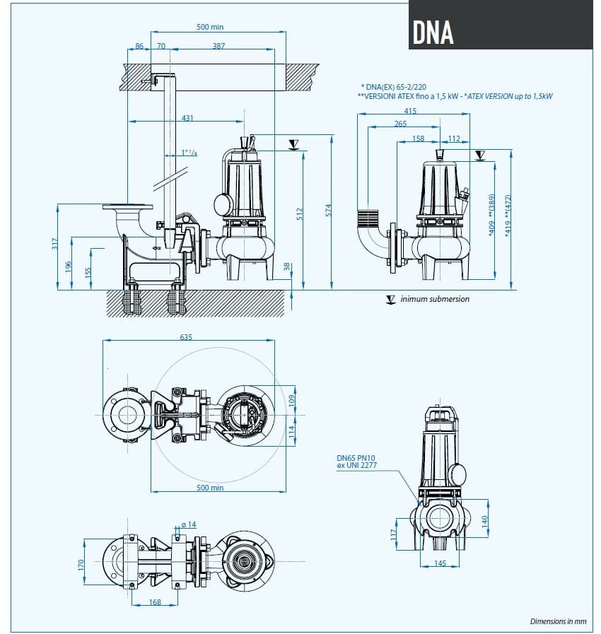 Submersible pump Dreno DNA 65-2/150 T with Vortex impeller | Buy
